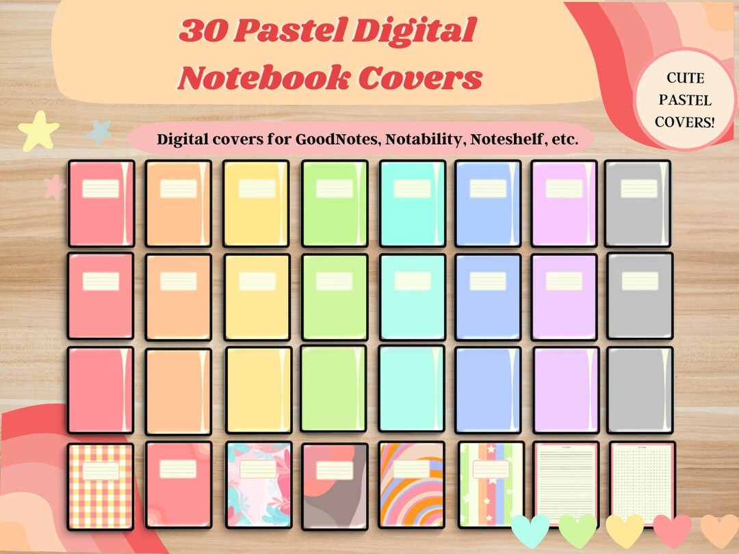 30 Pastel Goodnotes Covers, Digital Notebook Cover, Patterns Notebook ...