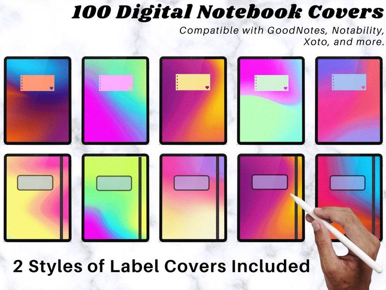 100 Goodnotes Covers Bundle, Digital Notebook Cover, Patterns Notebook ...