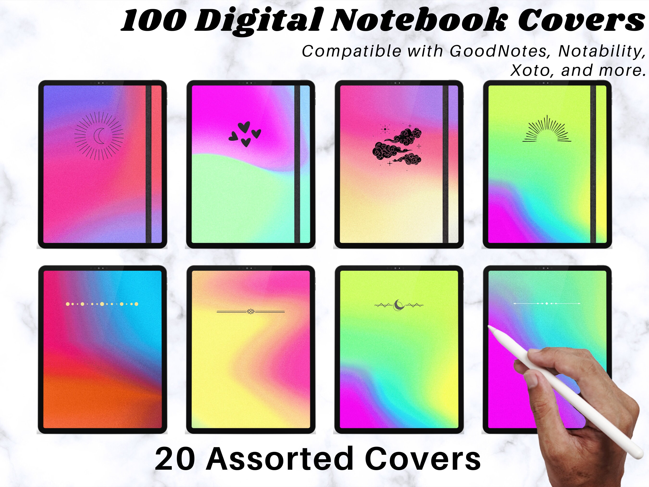 100 Goodnotes Covers Bundle, Digital Notebook Cover, Patterns Notebook ...