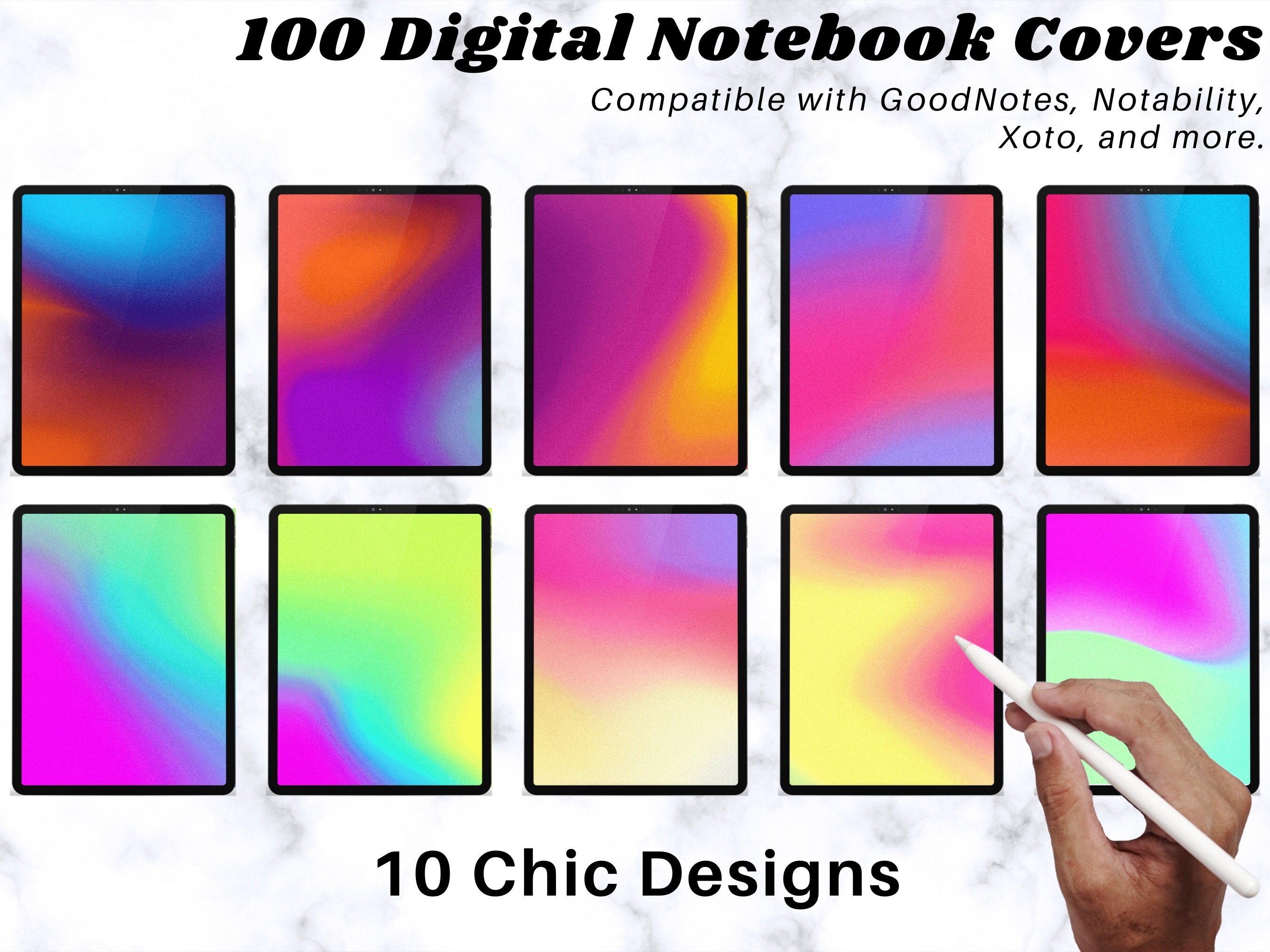 100 Goodnotes Covers Bundle, Digital Notebook Cover, Patterns Notebook ...