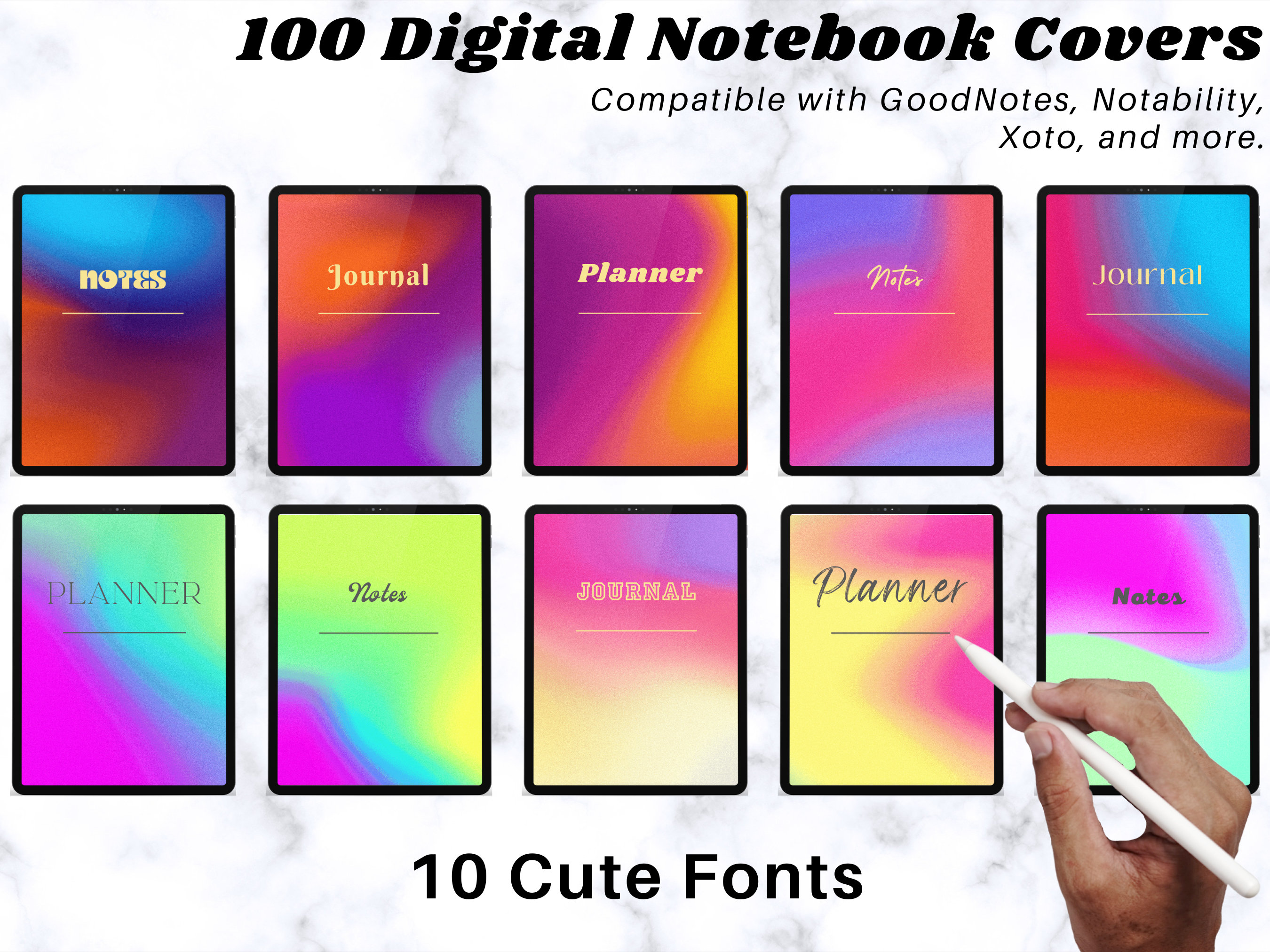 100 Goodnotes Covers Bundle, Digital Notebook Cover, Patterns Notebook ...
