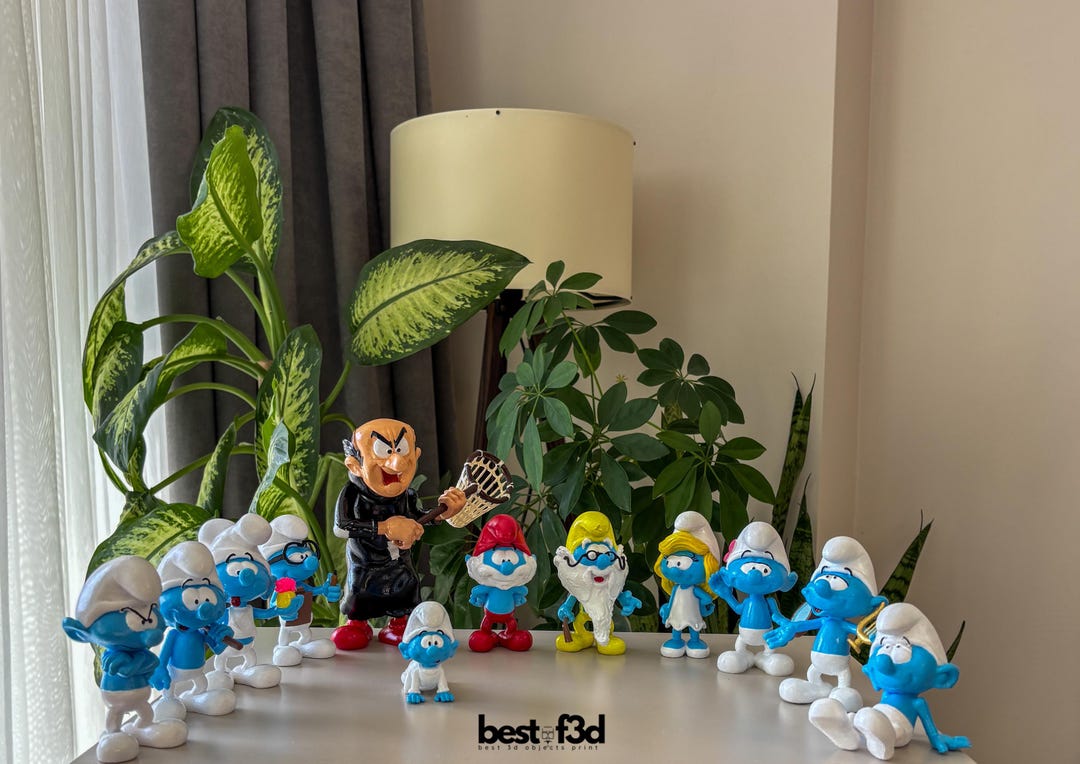 Smurfs Diorama Featuring Gargamel - Azrael With 11 Smurf Figurines ...