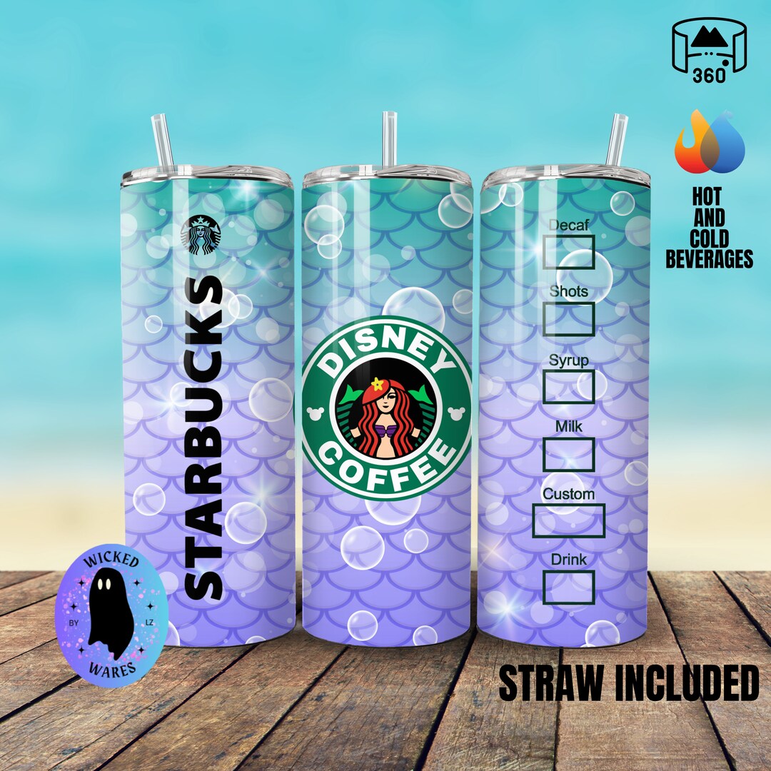 Ariel Little Mermaid Starbucks Coffee Addict 20oz Tumbler Under the Sea ...