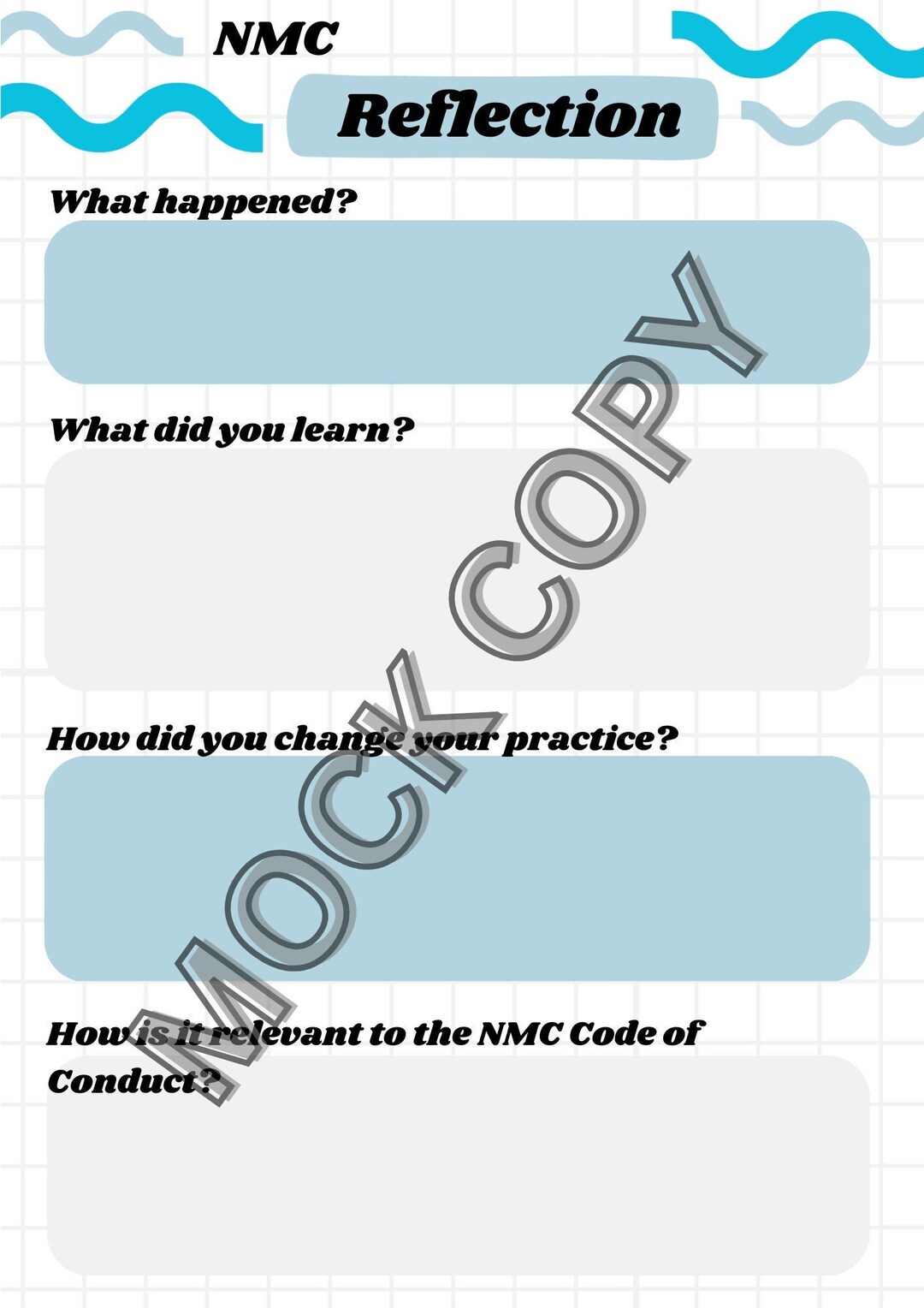 Nursing Reflection Template Blue, Nursing Student Notes, Placement ...