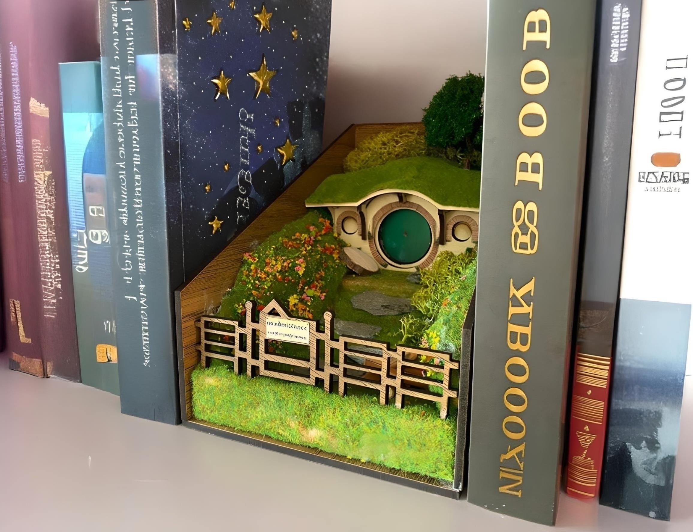 Fantasy Hobbit Bookend Hobbit Book Nook Garden Bookend Garden Book Nook ...