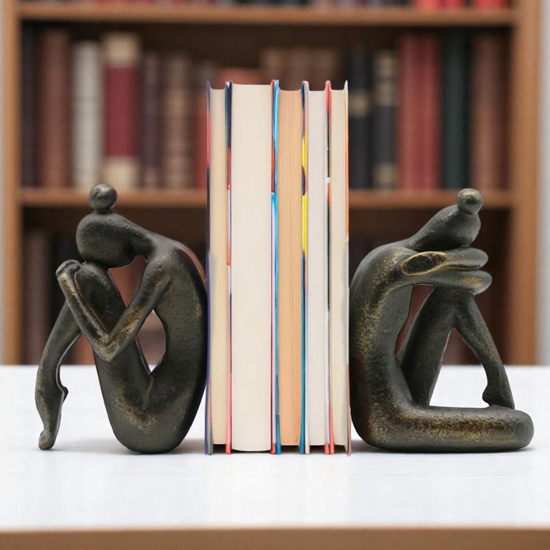 Thinker Bookends | Modern Sculptural Book Holder Set | Unique Bookends ...