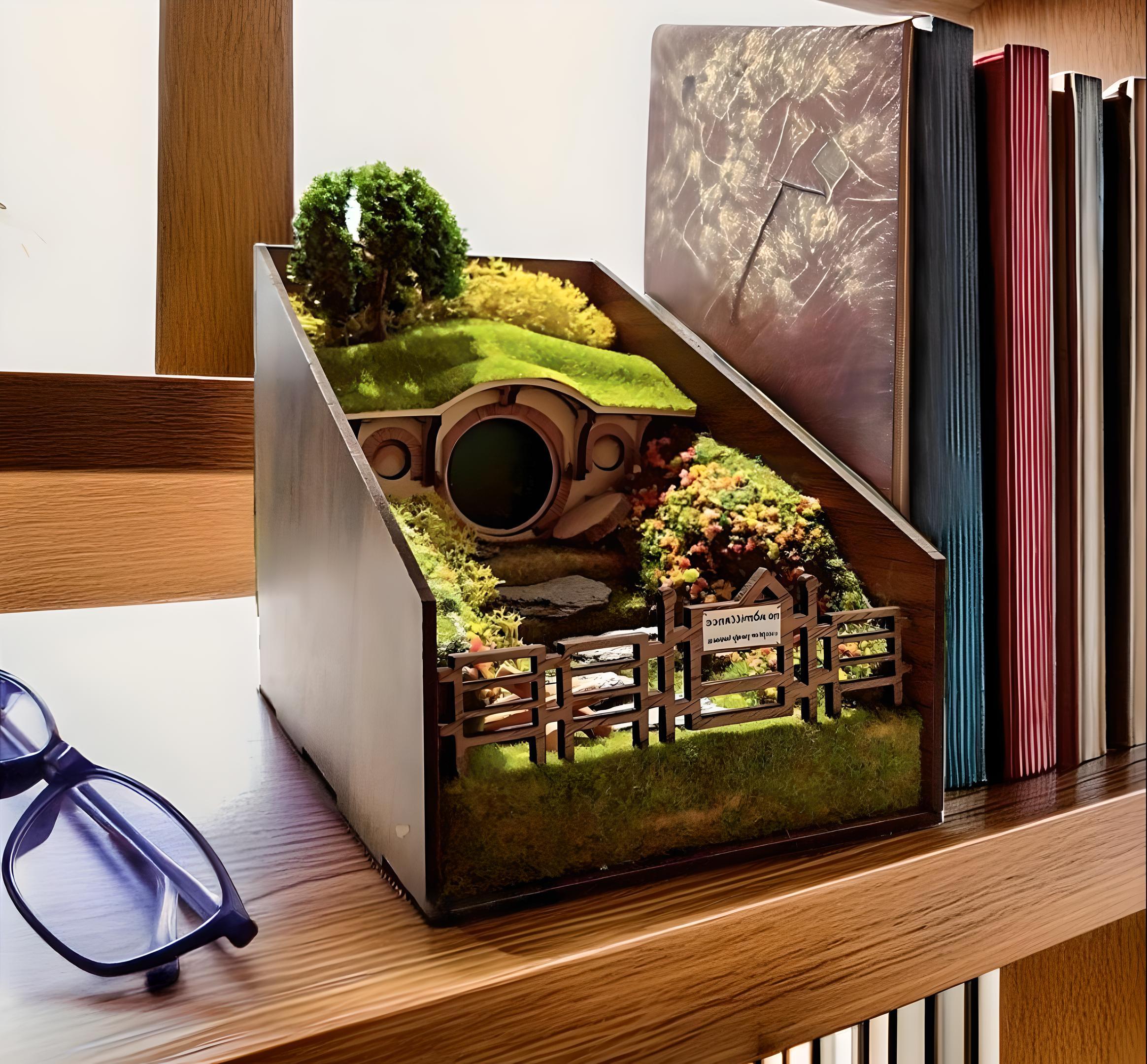 Fantasy Hobbit Bookend Hobbit Book Nook Garden Bookend Garden Book Nook ...