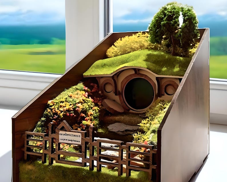 Fantasy Hobbit Bookend Hobbit Book Nook Garden Bookend Garden Book Nook ...