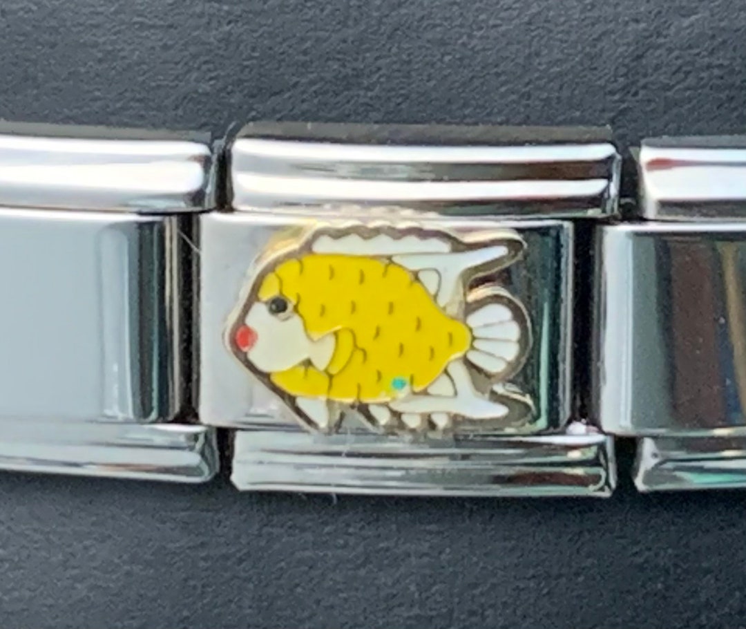 Fish 9mm Italian Charm for Italian Charm Bracelets Stainless Steel 18K ...