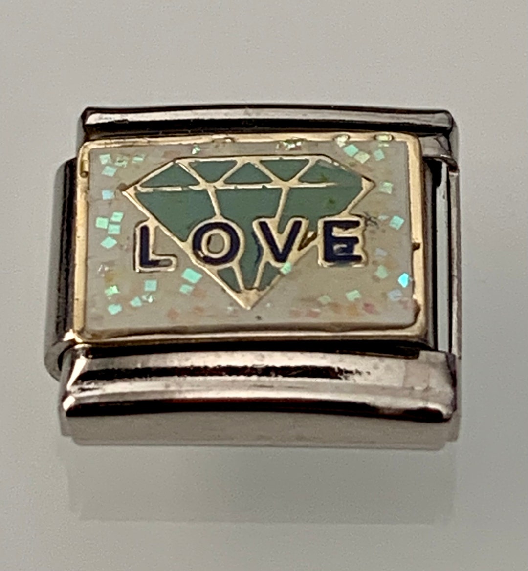 Love 9mm Italian Charm for Italian Charm Bracelets Stainless Steel 18K ...