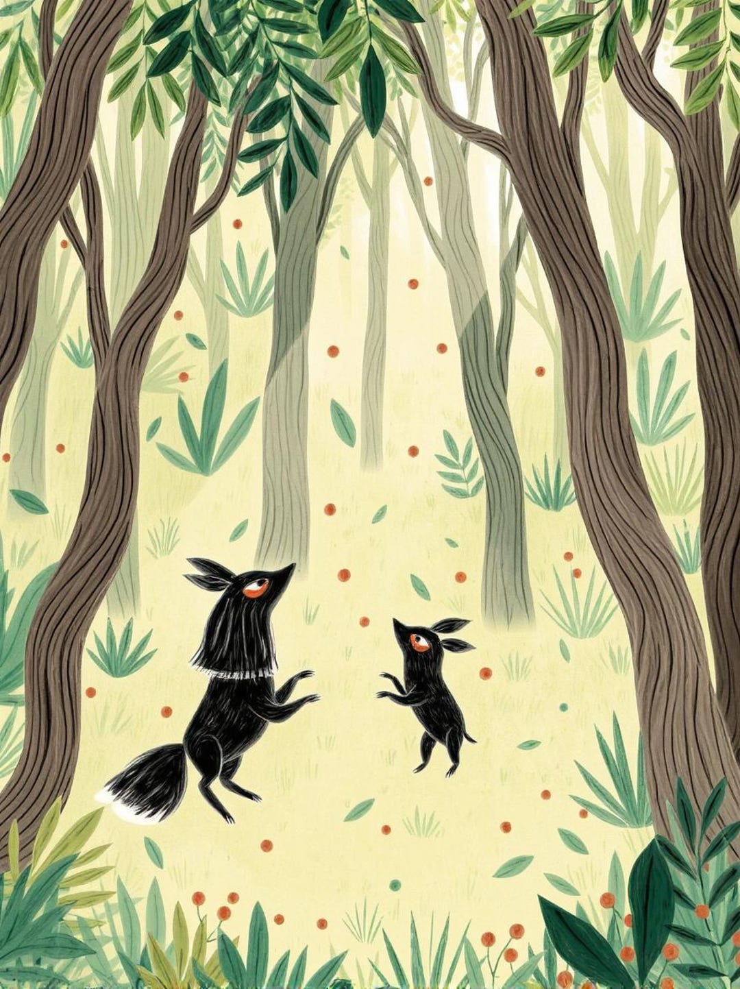 Foxes in the Forest Poster – Comic Children's Book Style, Digital ...