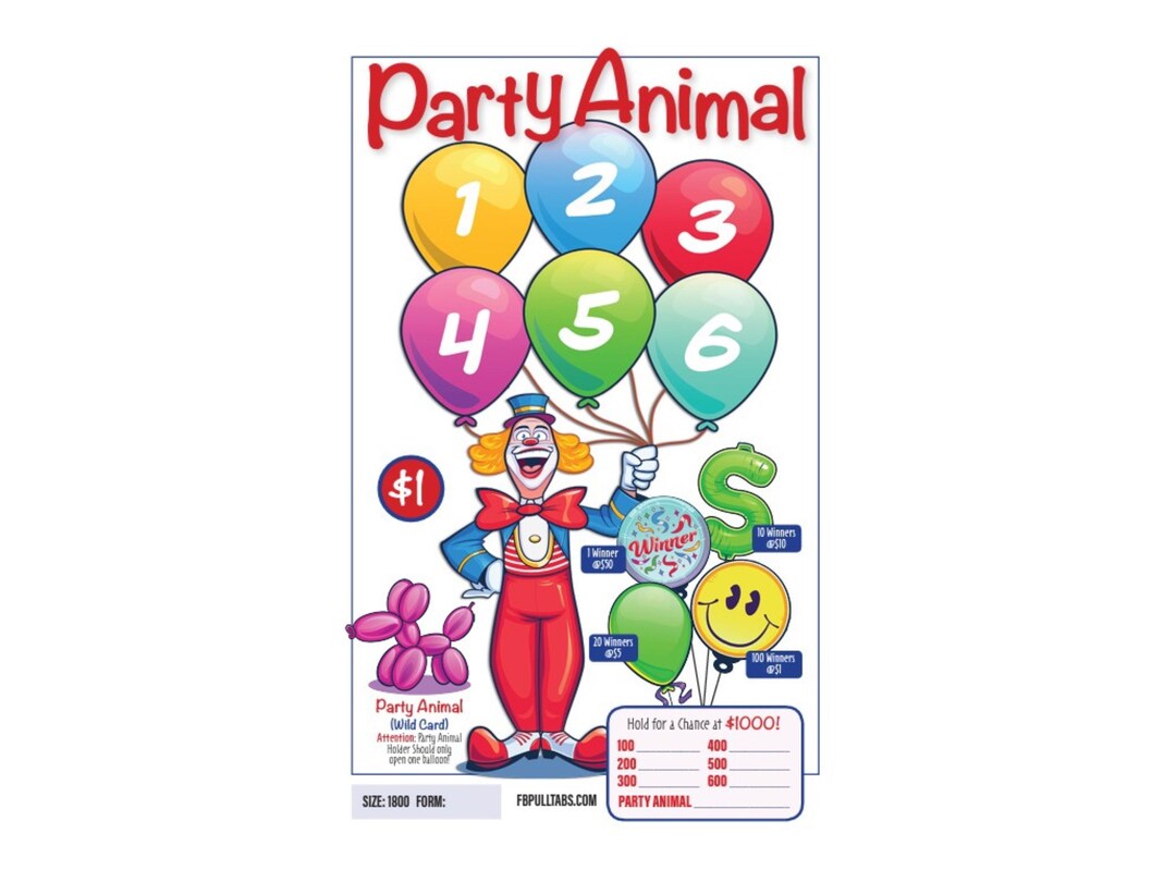 Party Animal pull Tab Game - Etsy