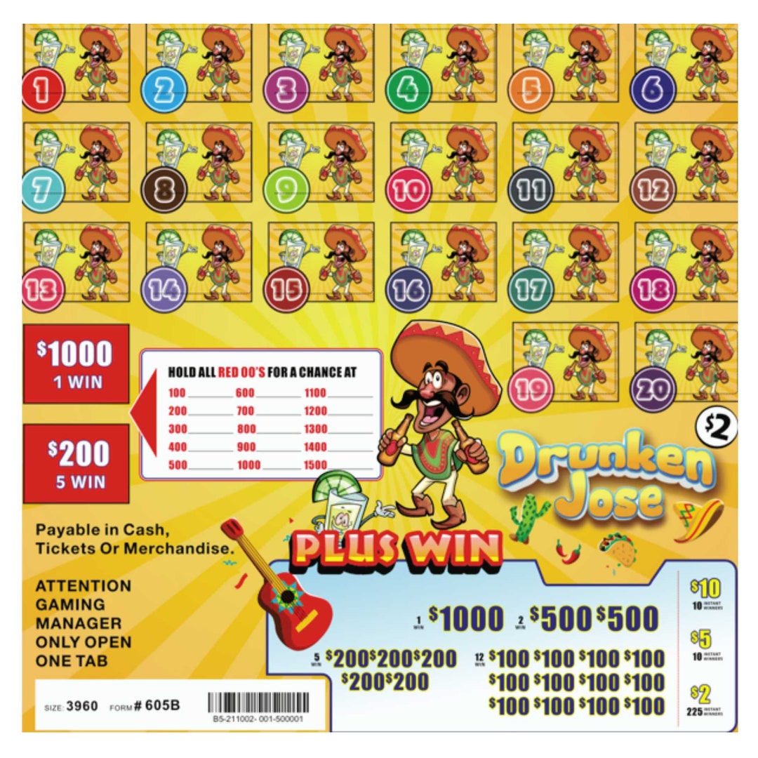 3960 Drunken José is a One-window Pull Tab Game With 3960 Tickets and ...