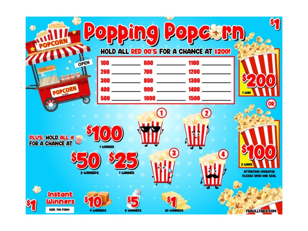 Popping Popcorn pull Tab Game - Etsy