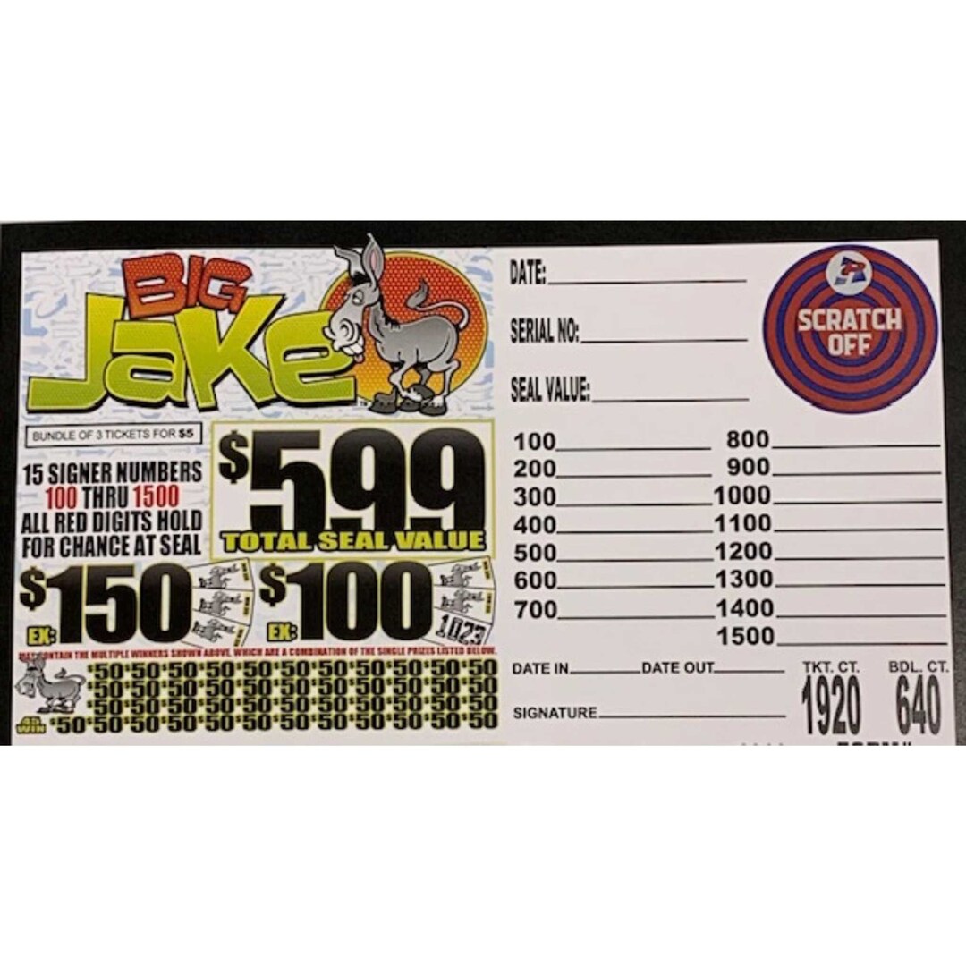 Big Jake is a 3-fold Jar Ticket Game With 640 Bundles At 5.00 Each and ...