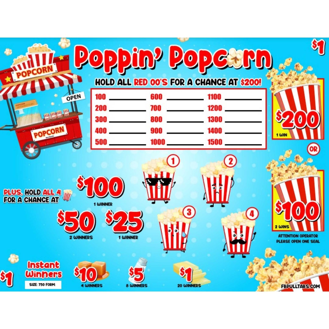 Popping Popcornis a One-window Pull Tab Game With 750 Tickets At1 ...