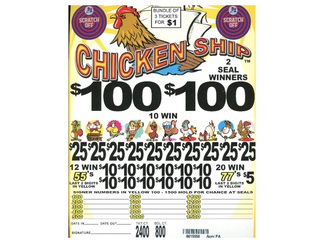 Chicken Ship tip Jar 1 Point Jar Ticket Pull Tabs Game - Etsy