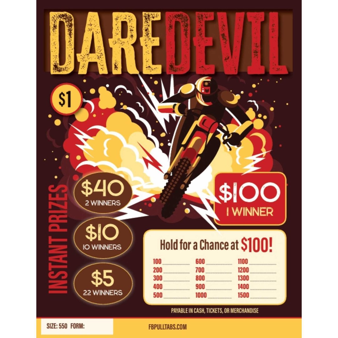 Dare Devil is a One-window Pull Tab Game With 550 Tickets at 1.00 each ...