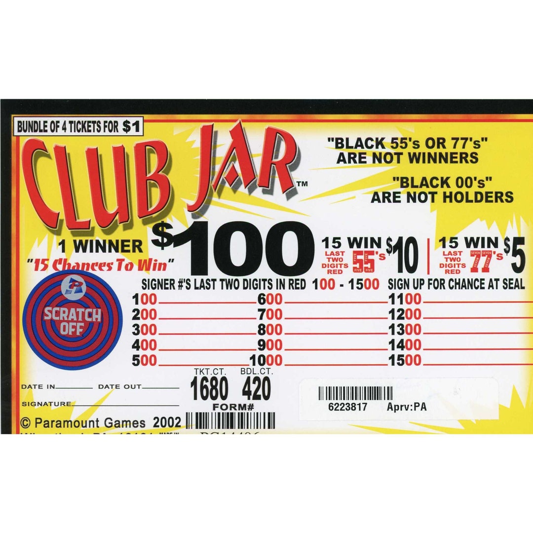 Club Jar Tip Jar 1 Point Jar Ticket Game - Etsy