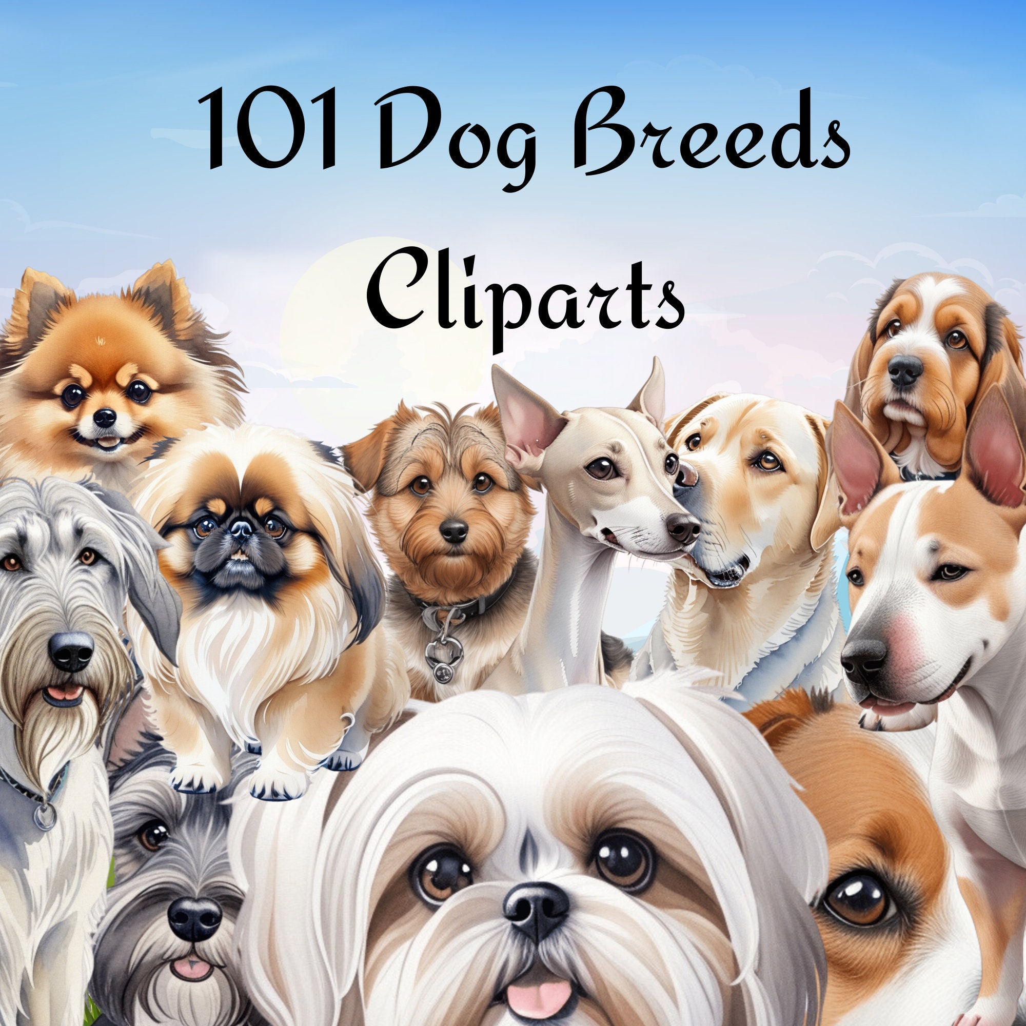 101 Dog Breeds Clipart Stickers Instant Printables for Pet - Etsy