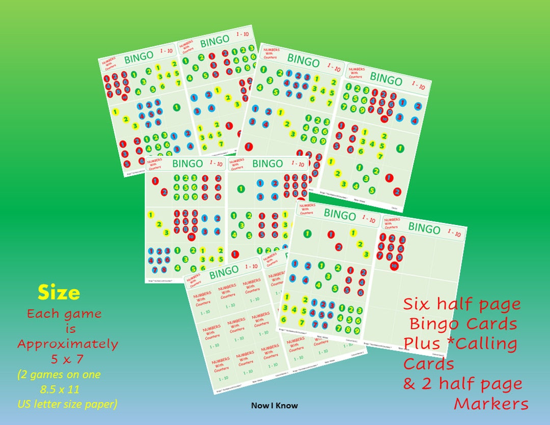 Bingo Game Numbers With Counters Child Daycare Preschool Homeschool ...