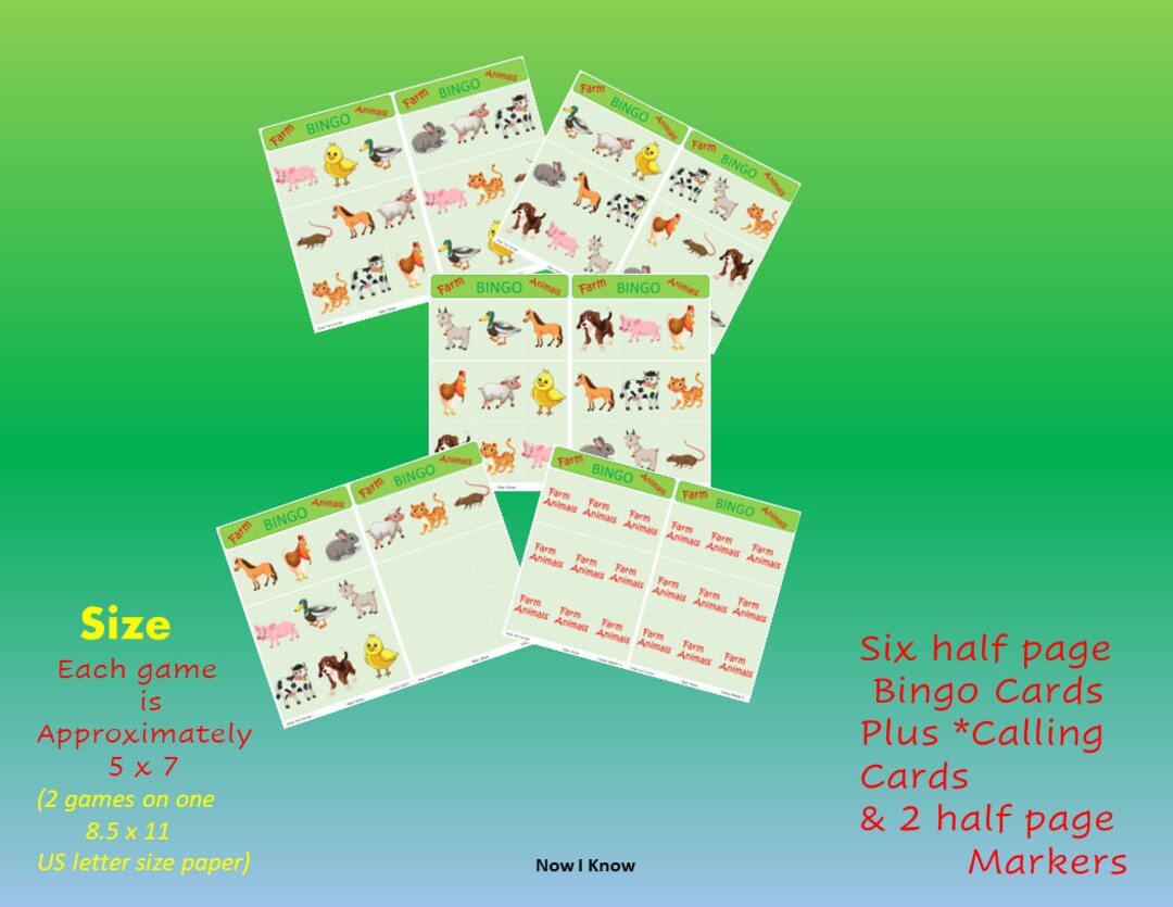 Bingo Game Farm Animals Colorful Pictures Play in Home Child - Etsy