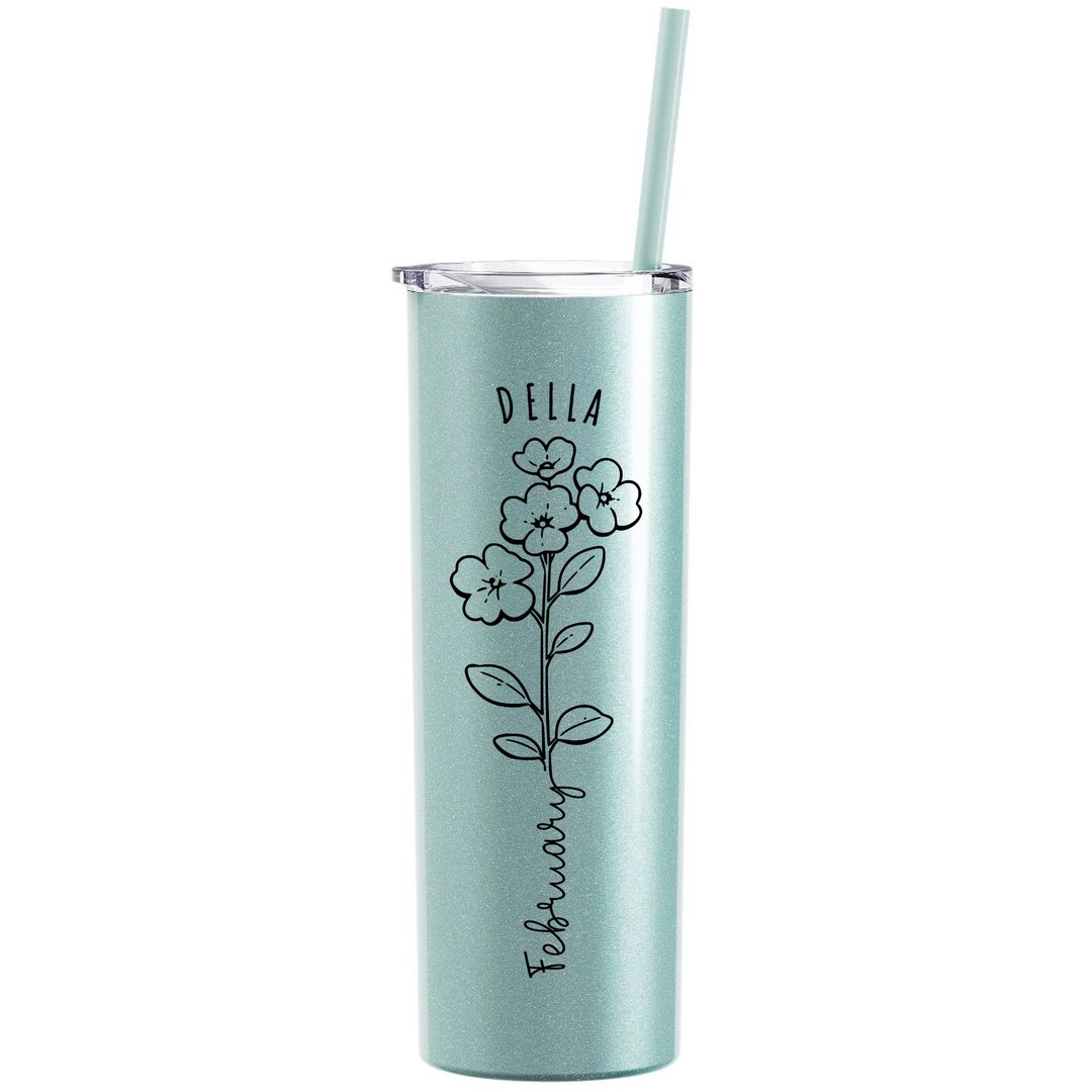Personalized Skinny Tumbler February Primrose Birth Month Flower Cup ...