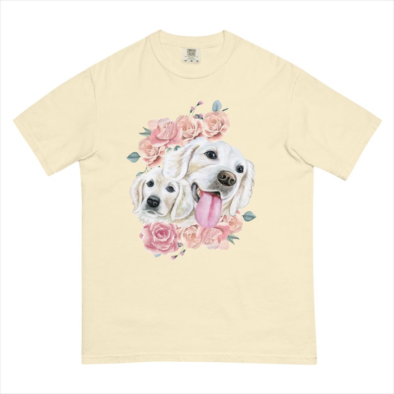 Comfort Colors Golden Retriever Tee All About Love Two English Creme Goldens T-shirt Stop and ...