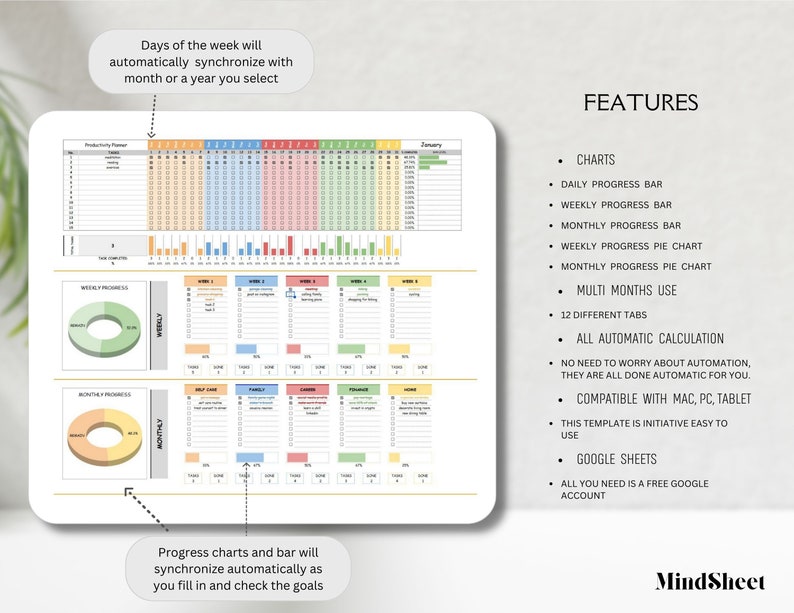 Spreadsheet Planner Google Sheets Digital Planner Annual - Etsy