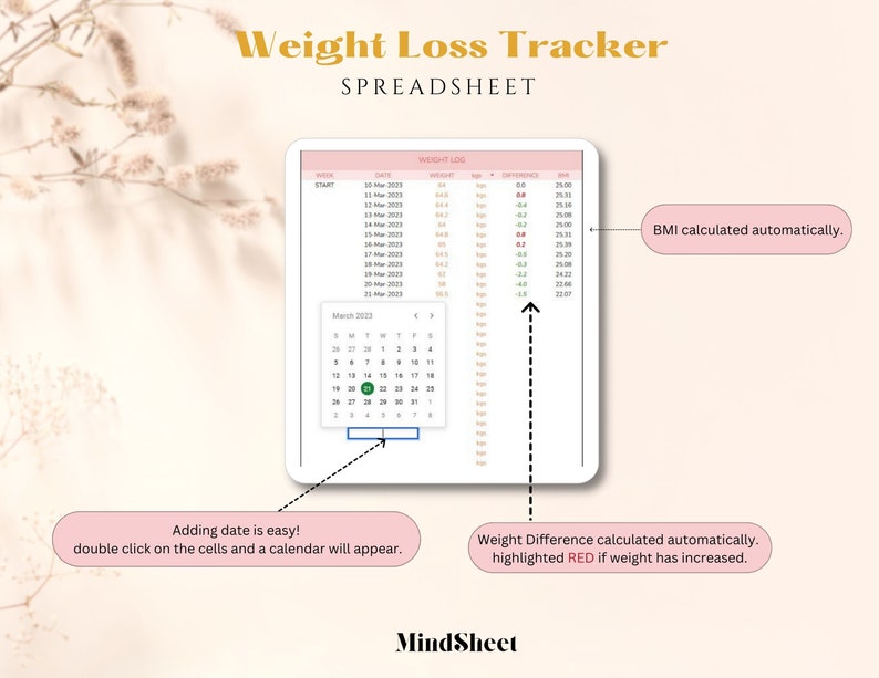 Weight Loss Tracker Google Sheets Template Weight Tracker - Etsy