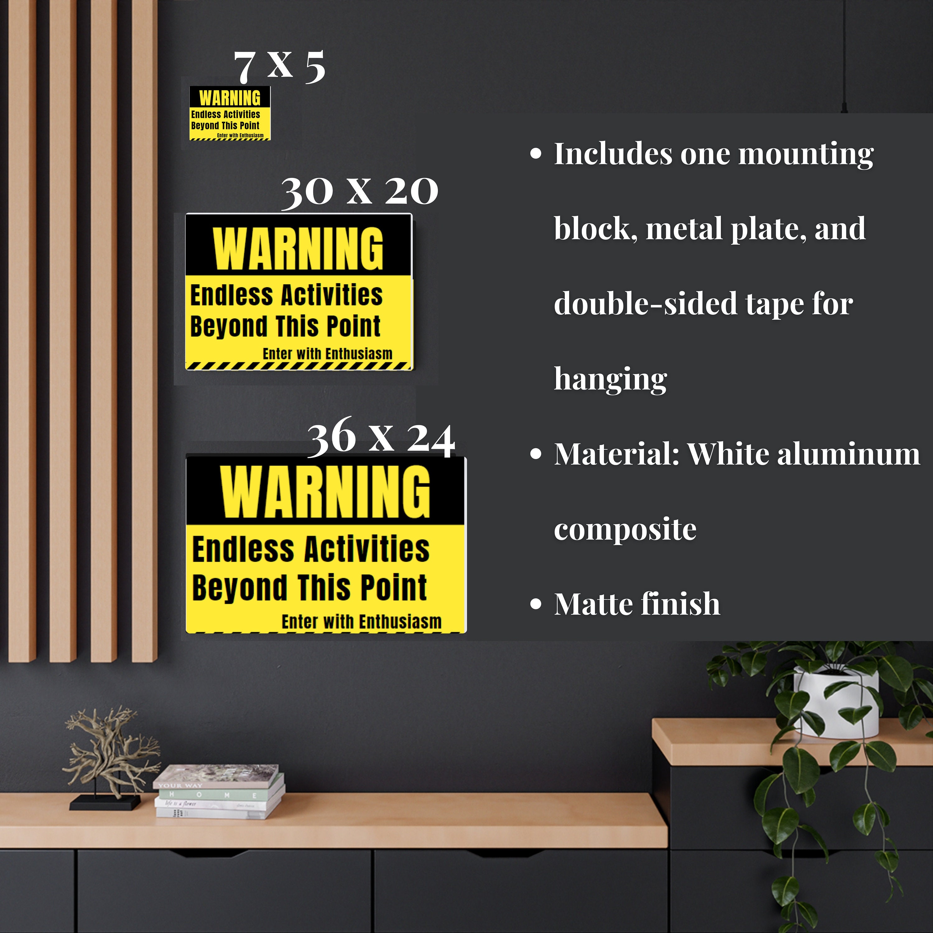 Caution/warning Endless Activities Metal Sign Decor for Busy Families ...