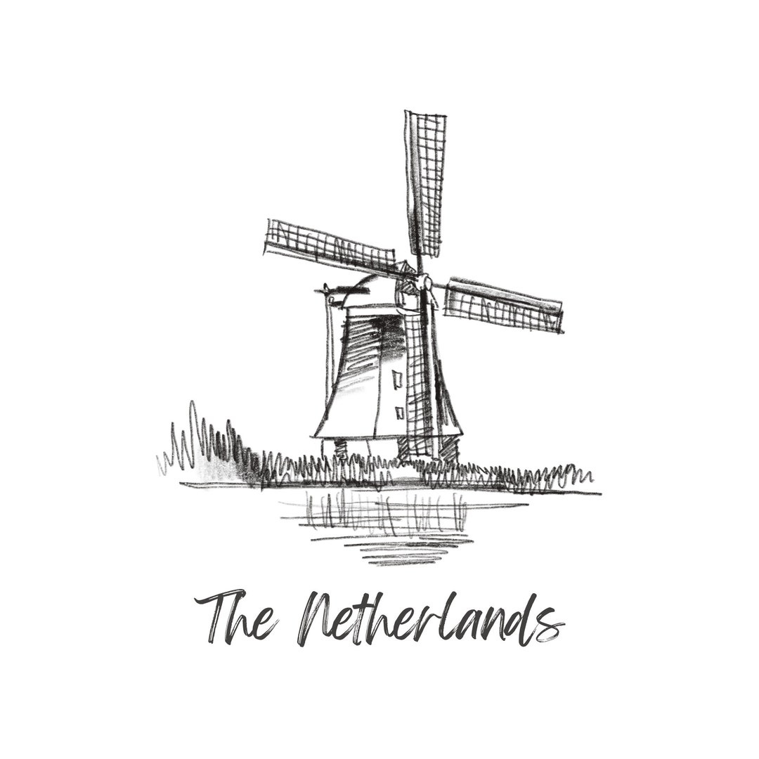 The Netherlands Travel Sketch Sticker - Etsy