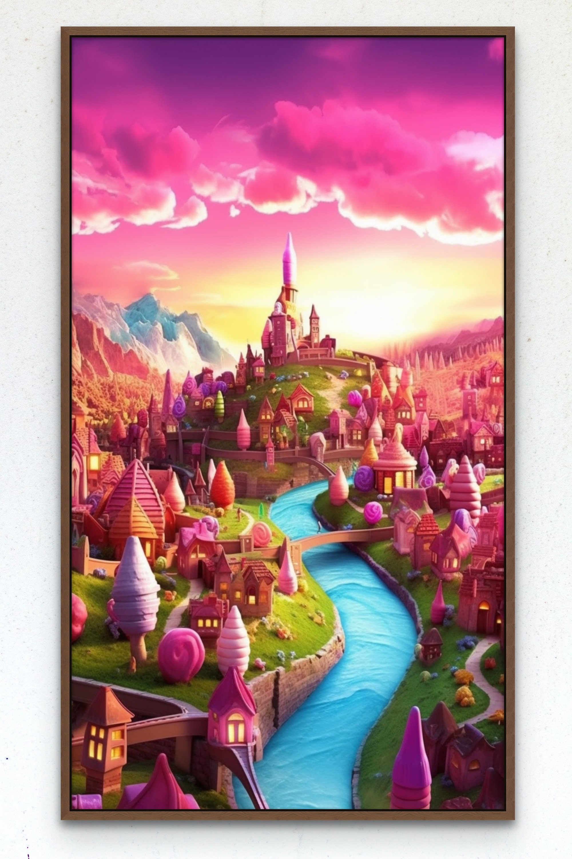 Candy Land Poster, Fantasy World Art, Sweet Paradise Print, Magical ...