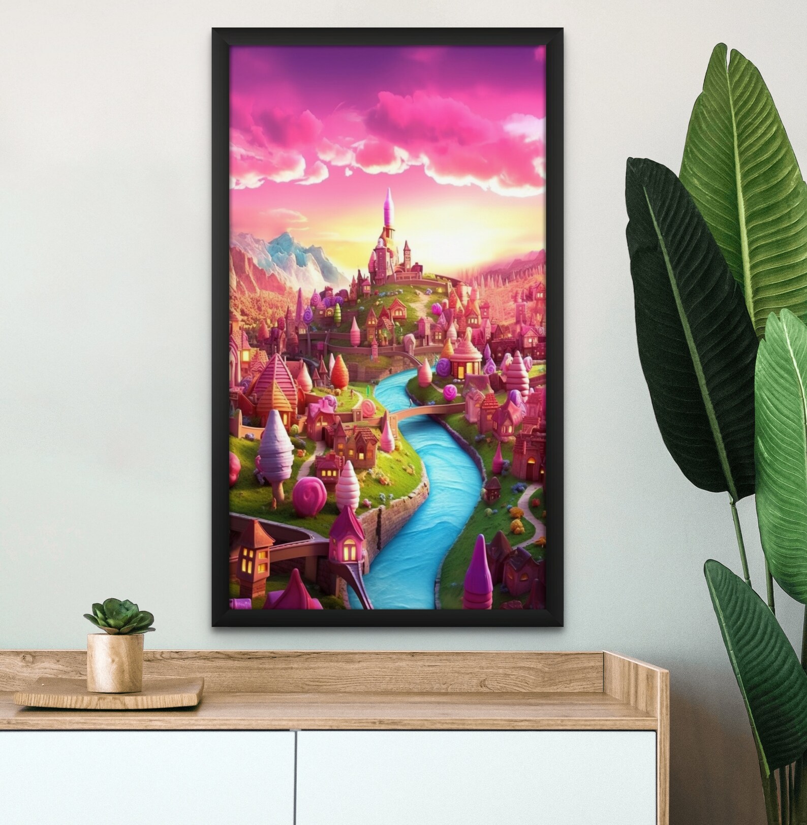 Candy Land Poster, Fantasy World Art, Sweet Paradise Print, Magical ...