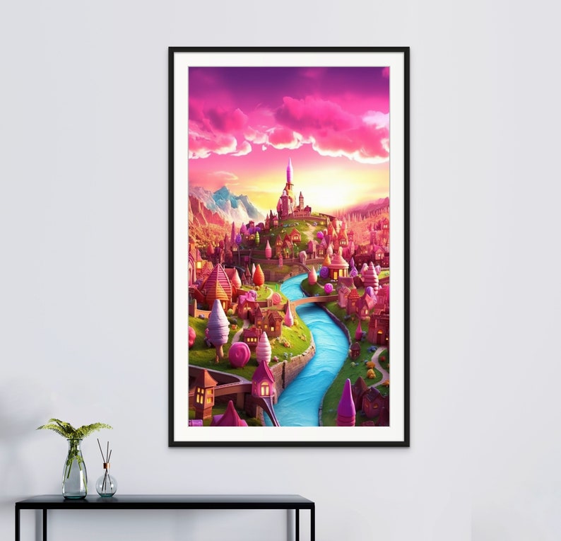 Candy Land Poster, Fantasy World Art, Sweet Paradise Print, Magical ...