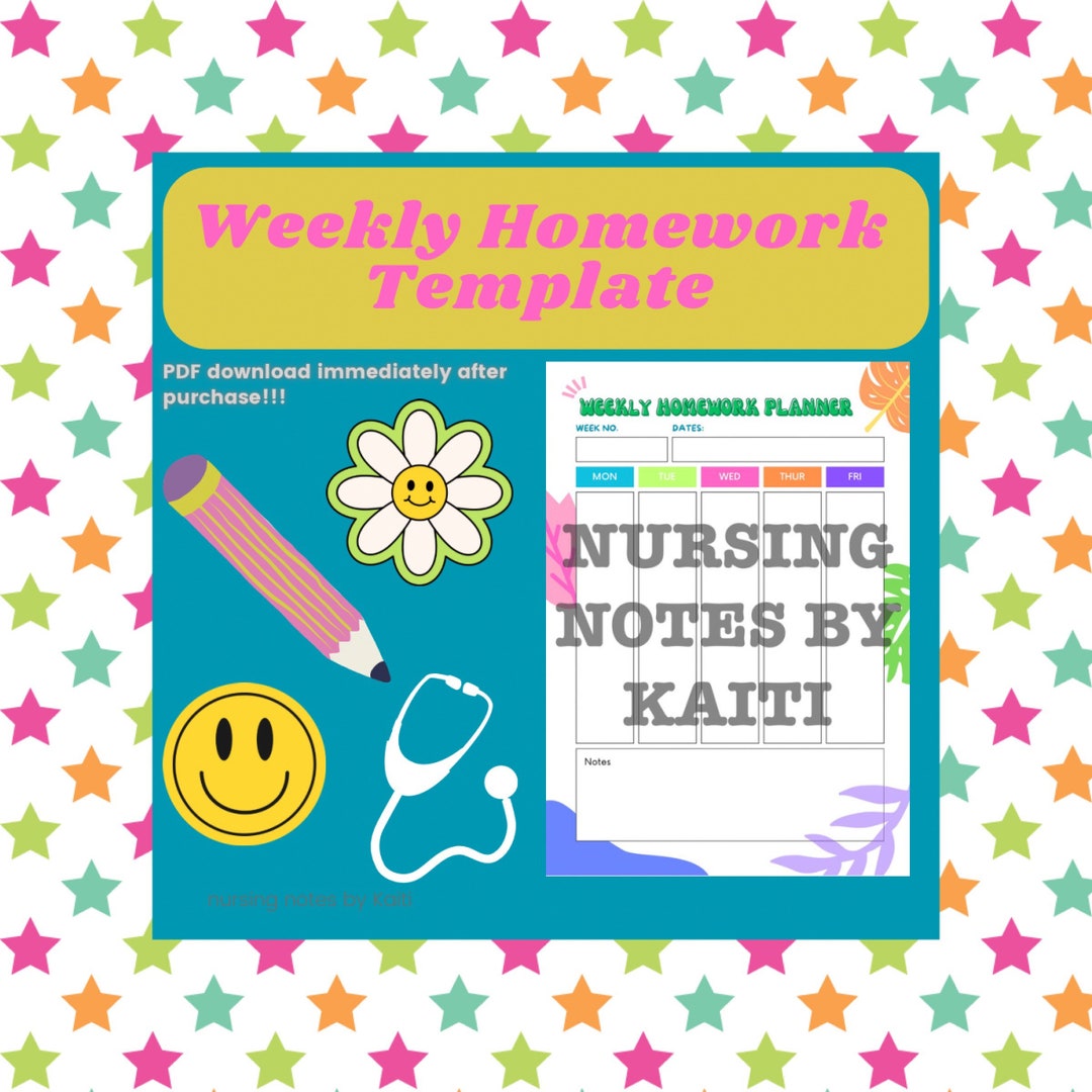 Weekly Homework Template - Etsy