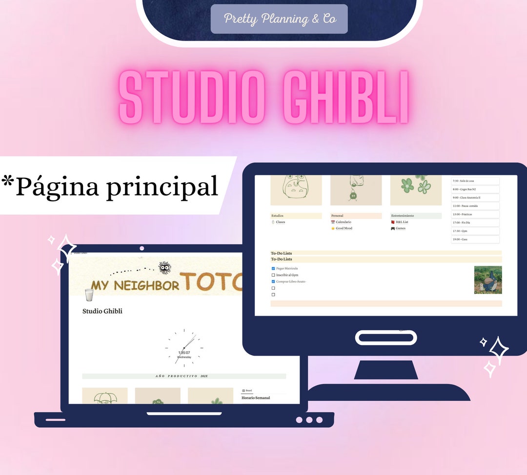 Totoro Style Notion Template/ Sutdio Ghibli spanish - Etsy