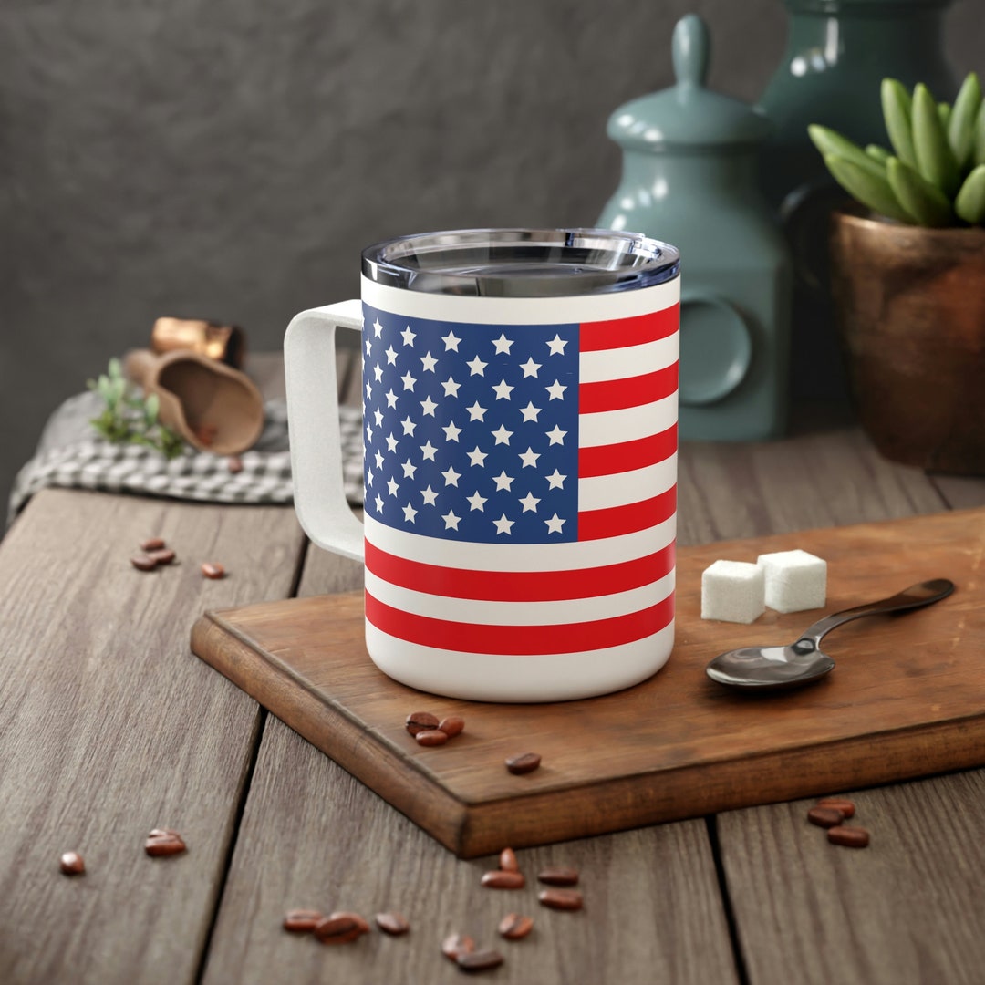 American Flag Coffee Mug: 10oz Insulated Patriotic Travel Cup - Etsy