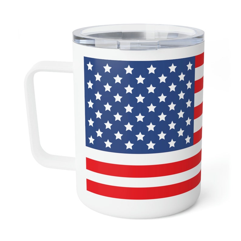 American Flag Coffee Mug: 10oz Insulated Patriotic Travel Cup - Etsy