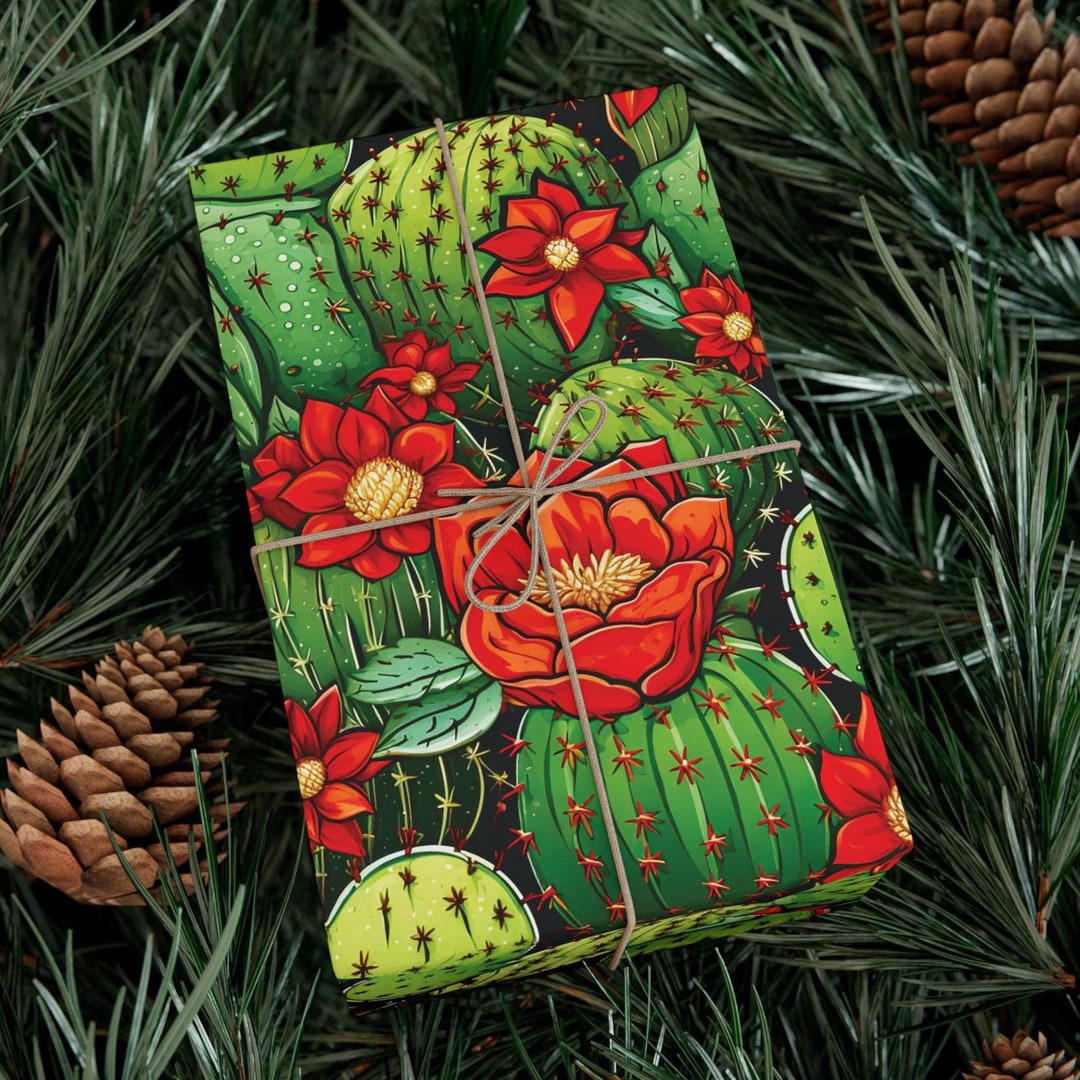 Cactus Gift Wrapping Paper Western Christmas Paper Ecofriendly Wrapping ...