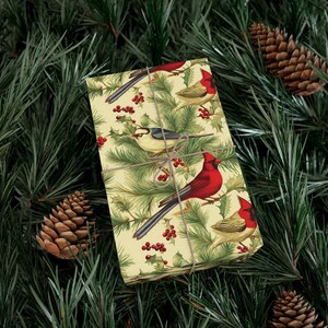 Vintage Cardinal Christmas Wrapping Paper, Cardinal Gift Wrap ...