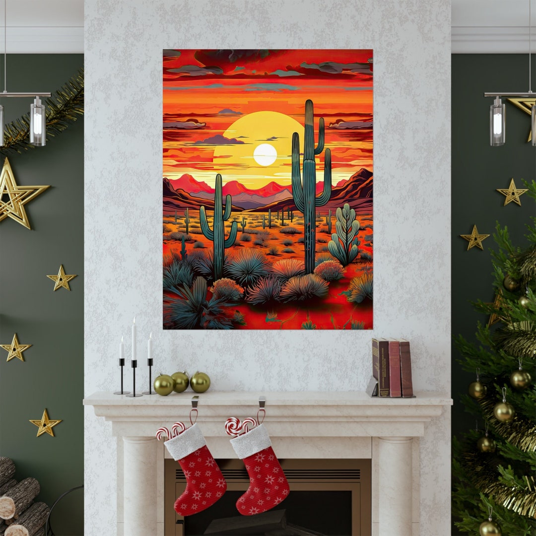 Sunset and Saguaros Matte Poster, Gorgeous Arizona Sunset Poster ...