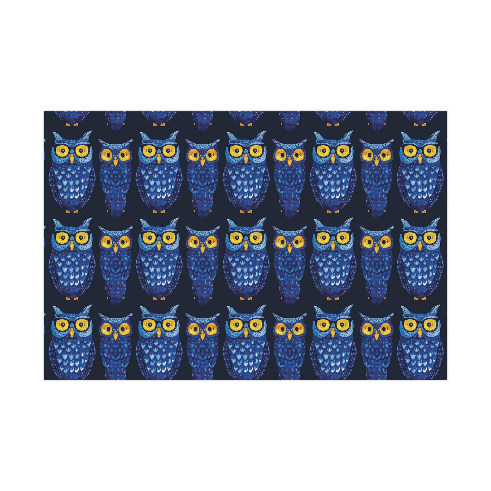 Owl Gift Wrapping Paper Ecofriendly Wrapping Paper Owl Gift Wrap Blue ...