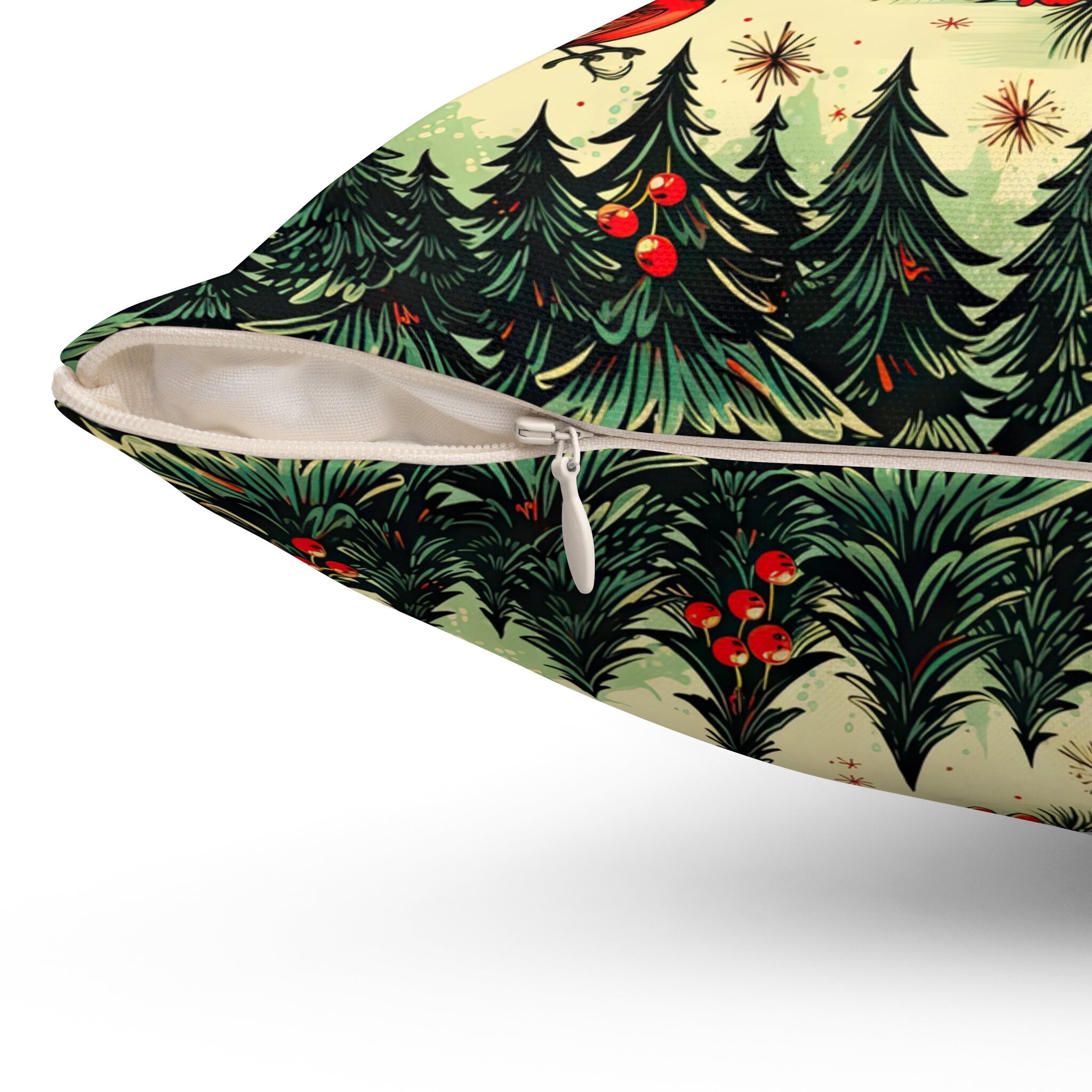 Vintage Cardinal Pillow, Christmas Cardinal and Berries, Christmas ...