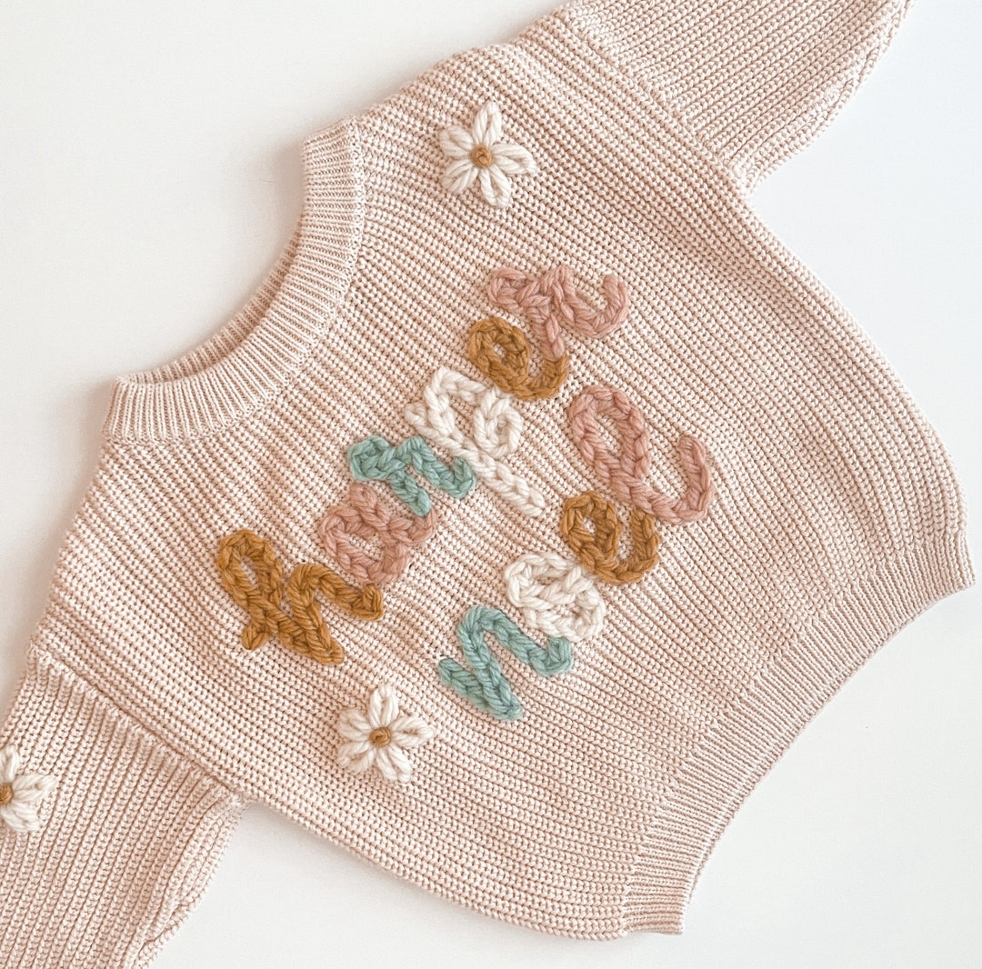 Custom Hand Embroidered Baby and Toddler Name Sweater - Etsy