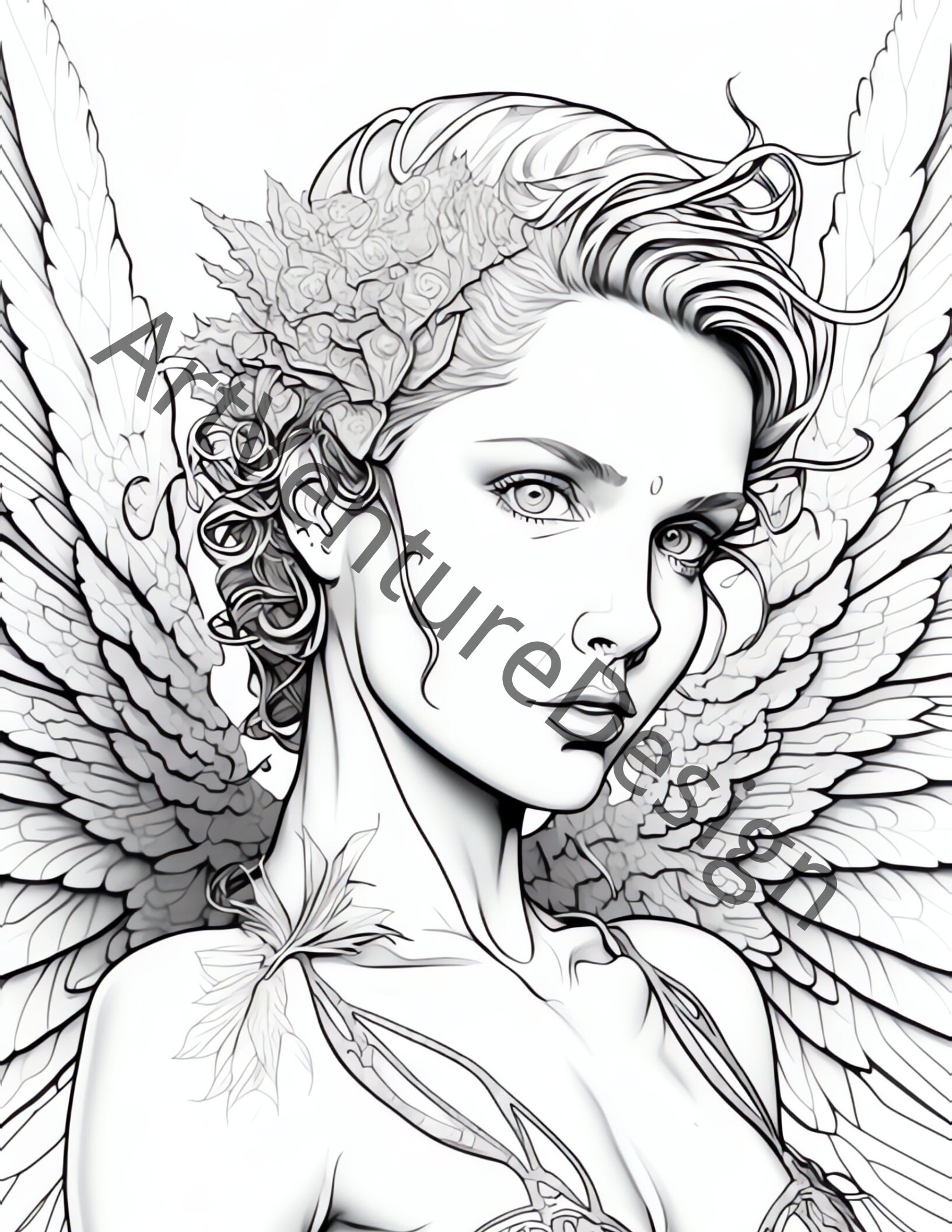 Grayscale Woodland Fairies Coloring Book Set 1 | 30 Printable Adult ...
