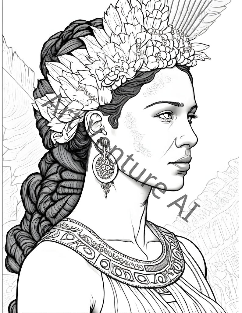 Grayscale Aztec Queen Coloring Book Set 1 | 30 Printable Adult Coloring ...