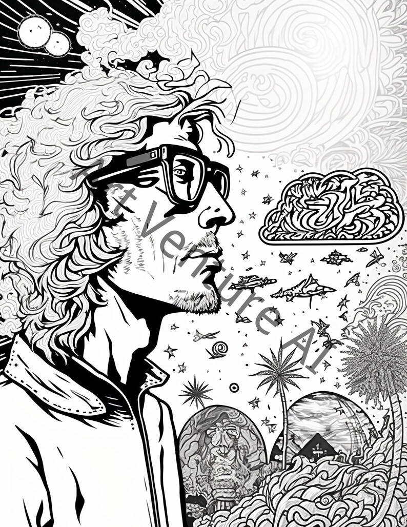 Grayscale Trippy Psychedelic Coloring Book Set 1 | 30 Printable Adult ...