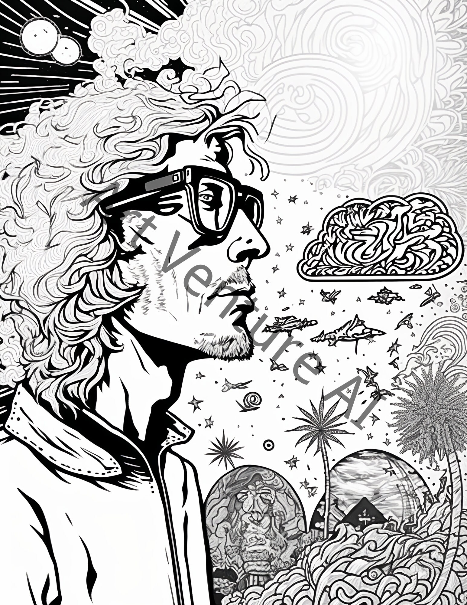 Grayscale Trippy Psychedelic Coloring Book Set 1 | 30 Printable Adult ...