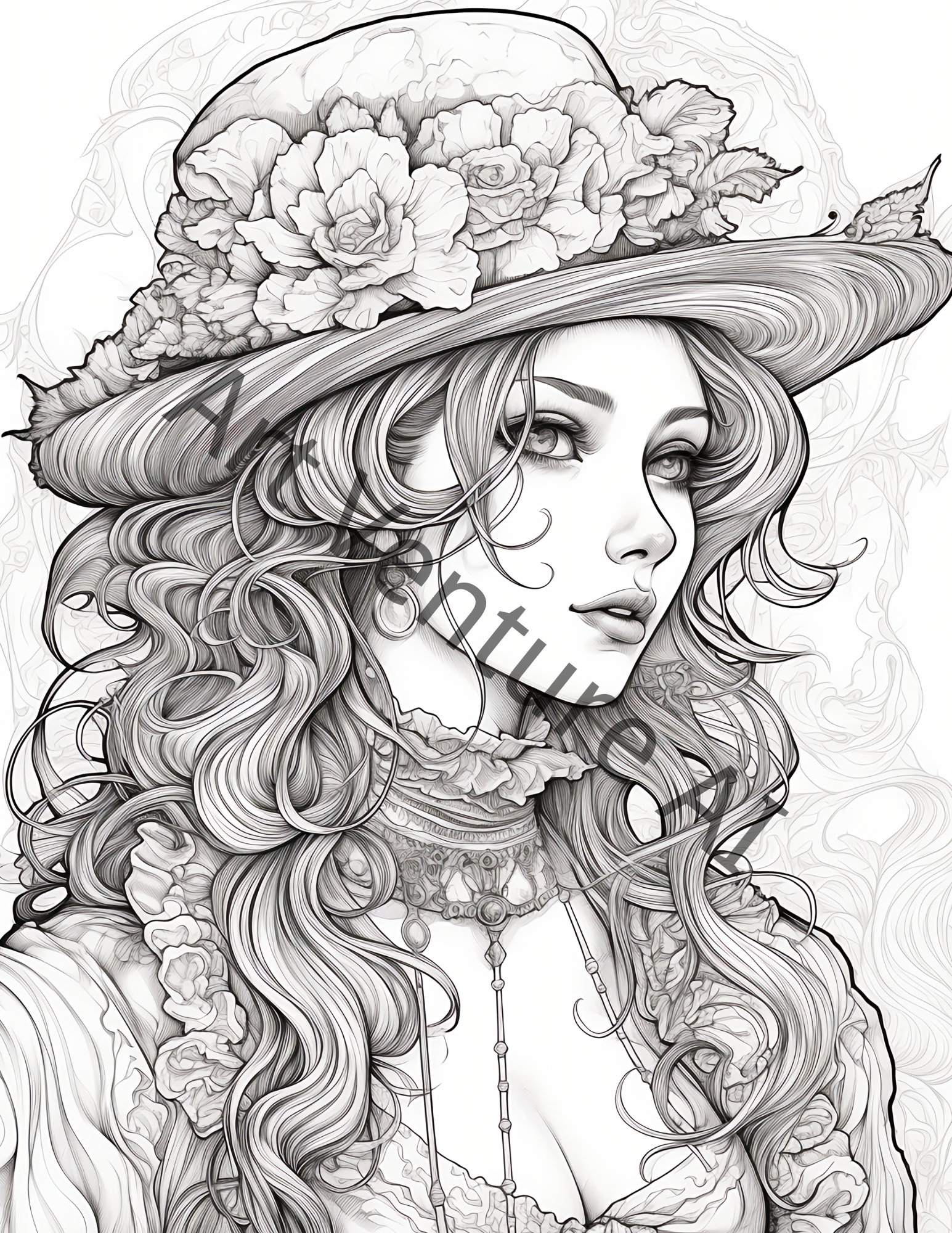 Grayscale Victorian Woman Coloring Book for Adults | 30 Printable Adult ...